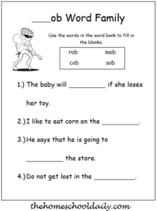 WORD FAMILY PRINTABLES & ACTIVITIES - The Homeschool Daily