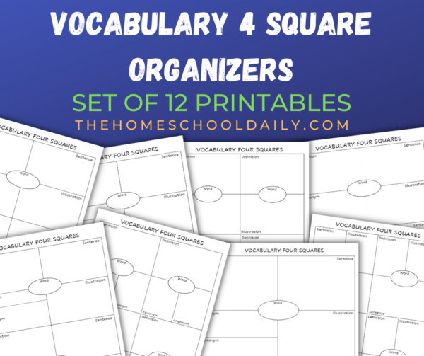 4 Squares Graphic Organizers - The Homeschool Daily