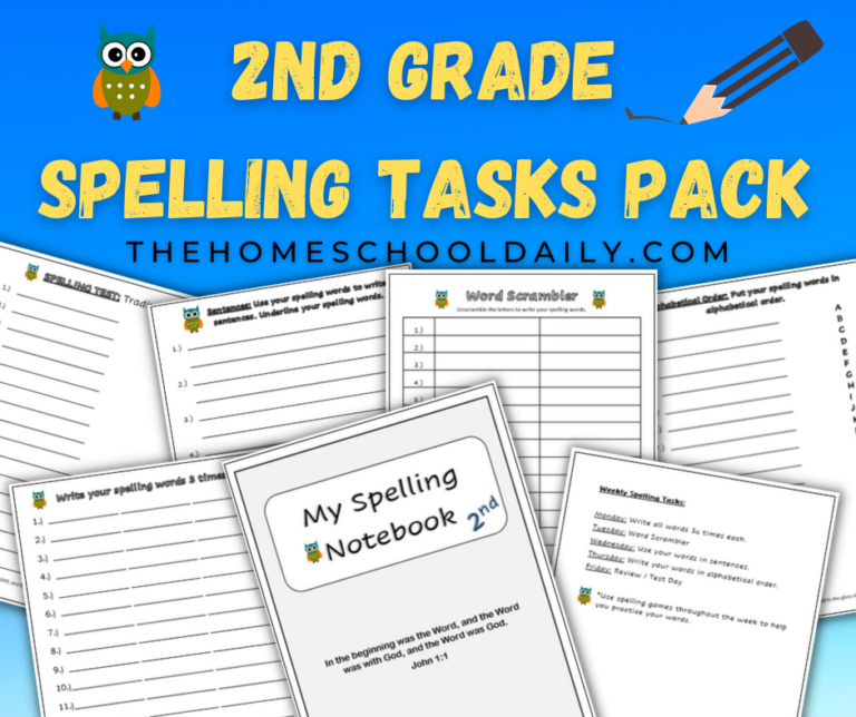 2nd Grade Spelling Tasks Pack - The Homeschool Daily