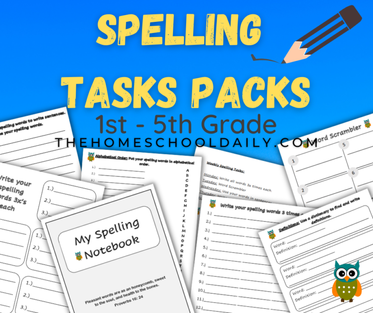Spelling Tasks Packs 1st-5th Grade - The Homeschool Daily