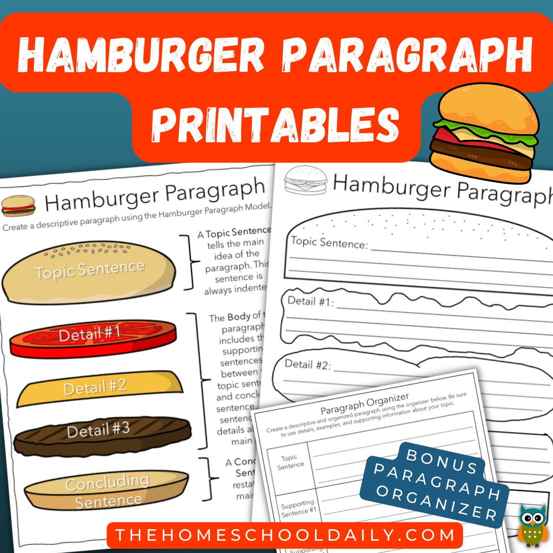 Hamburger Paragraph Worksheet Set - The Homeschool Daily