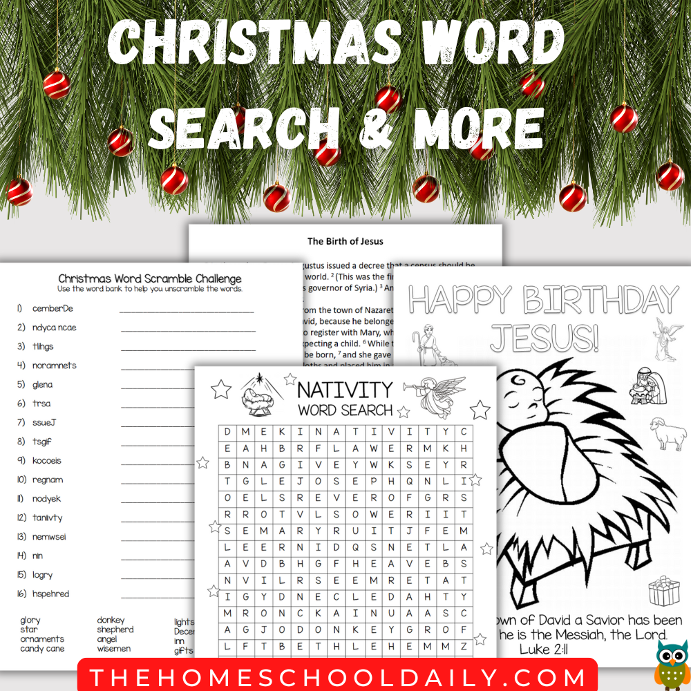 Christmas Word Search & More - The Homeschool Daily