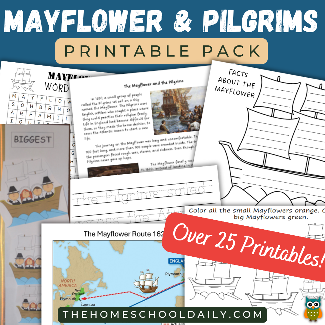 Mayflower and Pilgrims Printable Pack - The Homeschool Daily