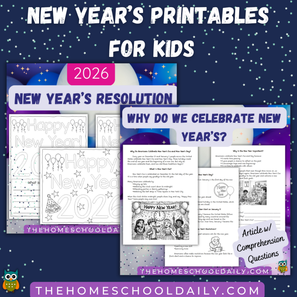 New Year’s Printables for Kids - The Homeschool Daily